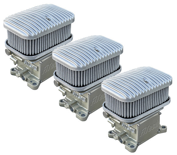 FiTech D-Shaped Cast Aluminum Tri-Power Air Filters, Cast Finished