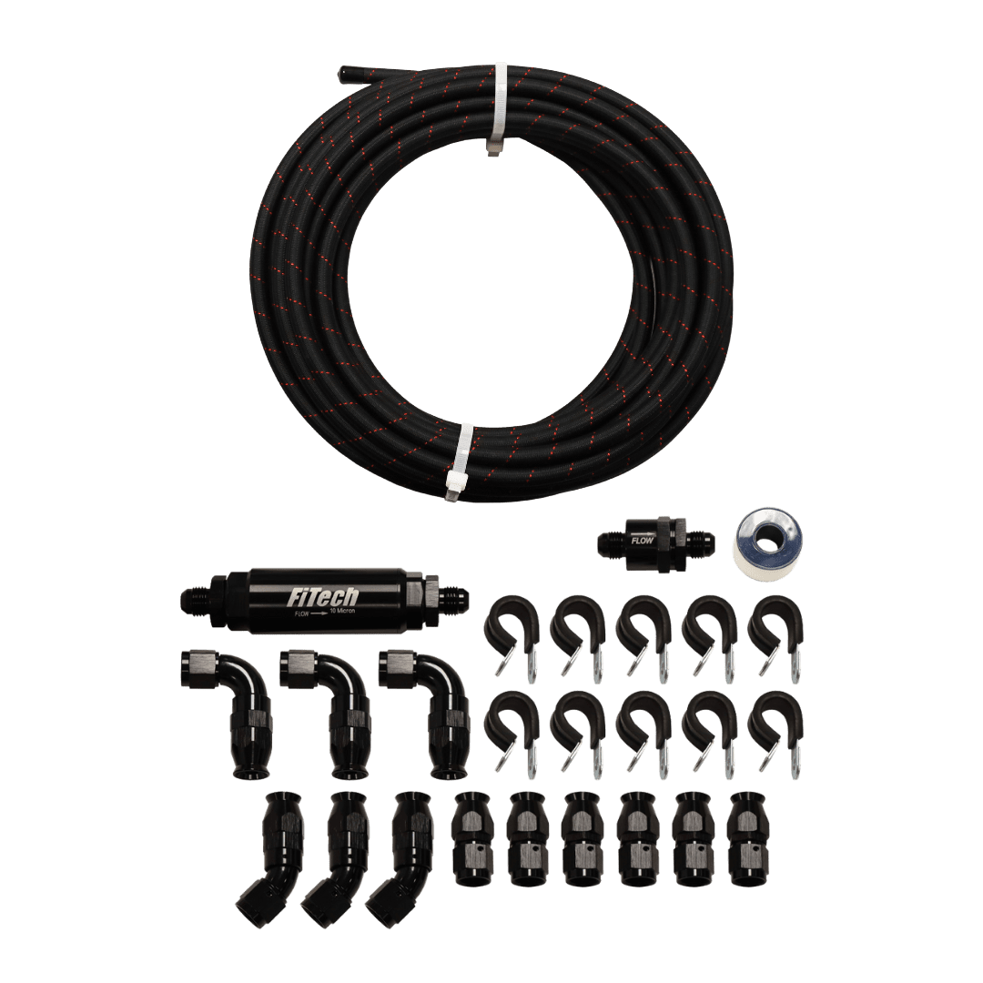 Go Fuel AN-6 PTFE Black Stainless Steel 20 Ft Hose Kit